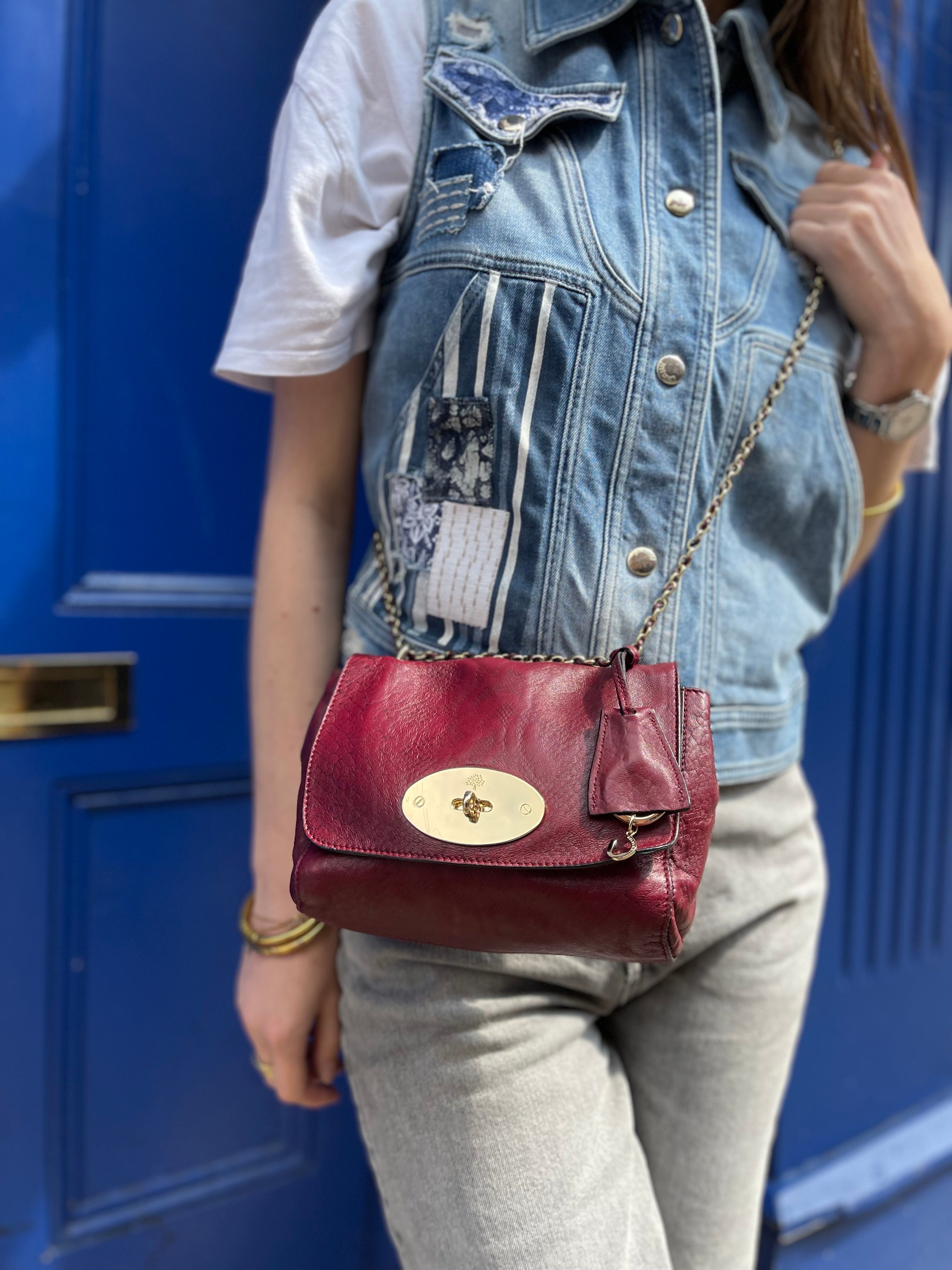 Mulberry Burgundy Embossed Leather Mini Lilly Crossbody – Siopaella ...