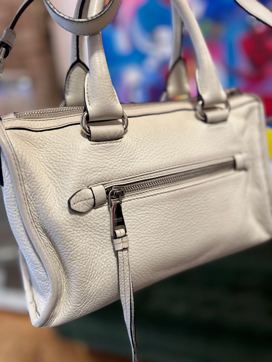 Prada Off White Leather Tote with Strap – Siopaella Designer Exchange