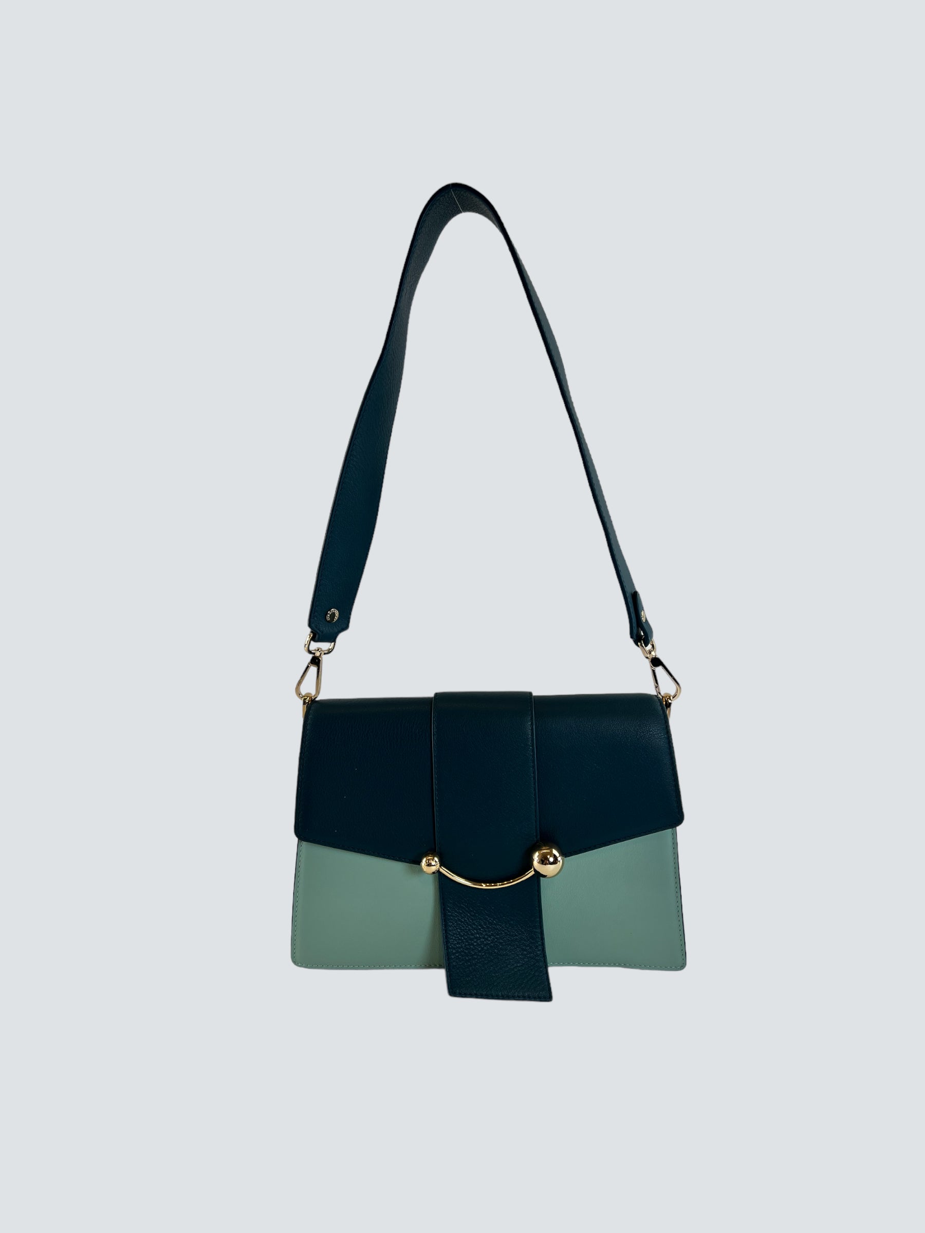 Strathberry Scotland Mint Green and Teal Crescent Shoulder Handbag ...