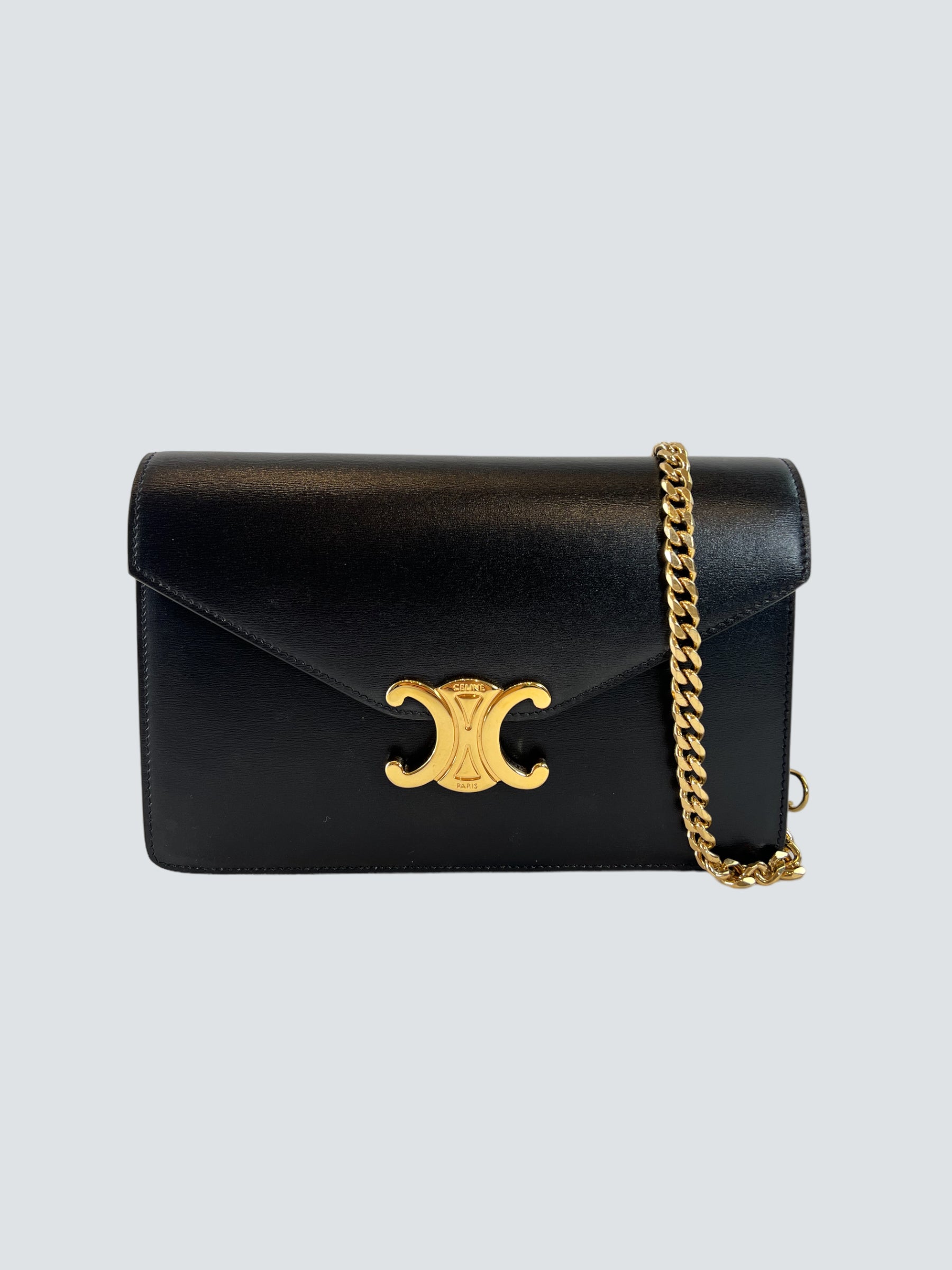 Celine Black Leather Margo Wallet on Chain – Siopaella Designer Exchange
