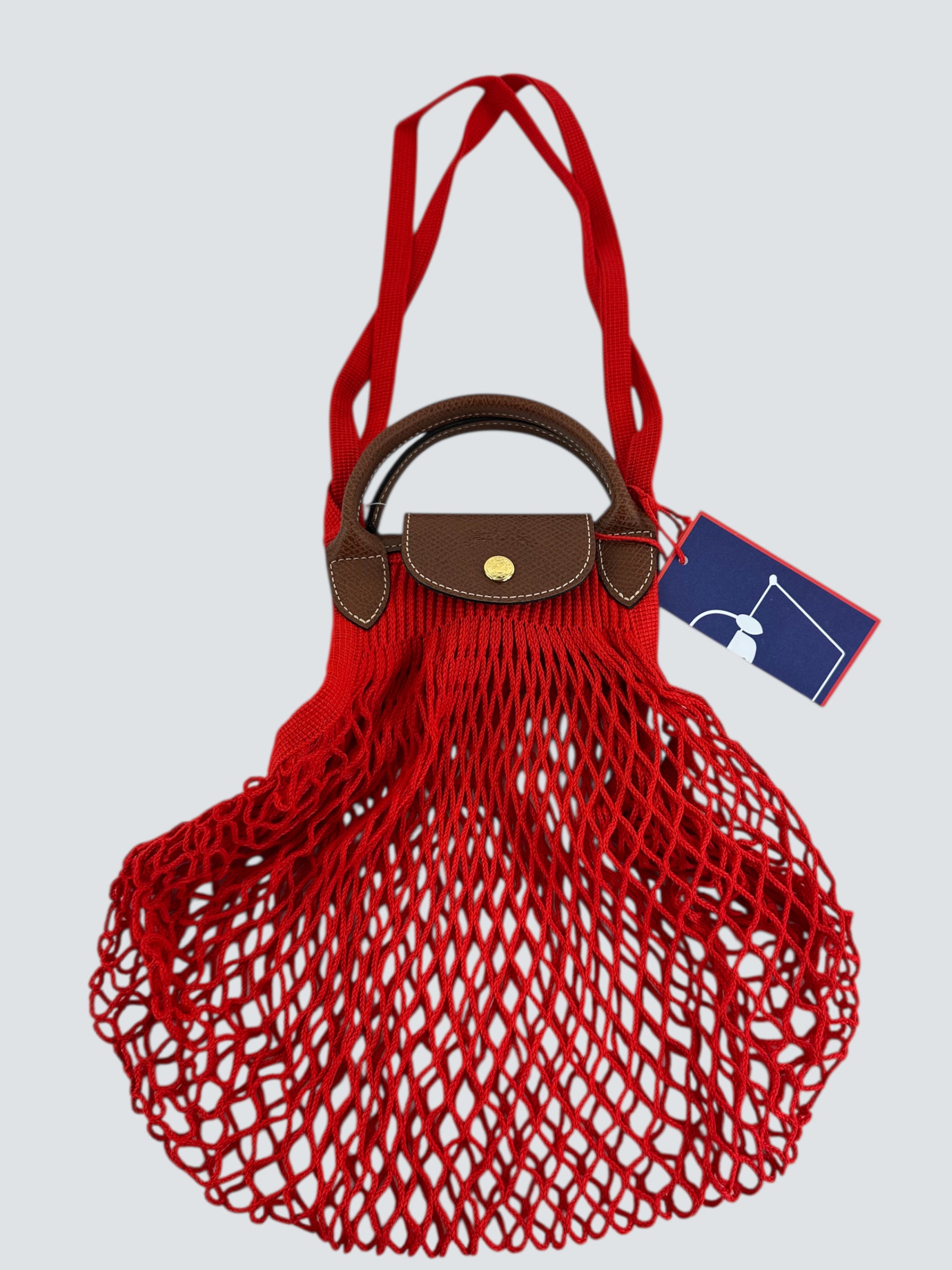 Longchamp Red Le Pliage Filet Mesh Handbag – Siopaella Designer Exchange