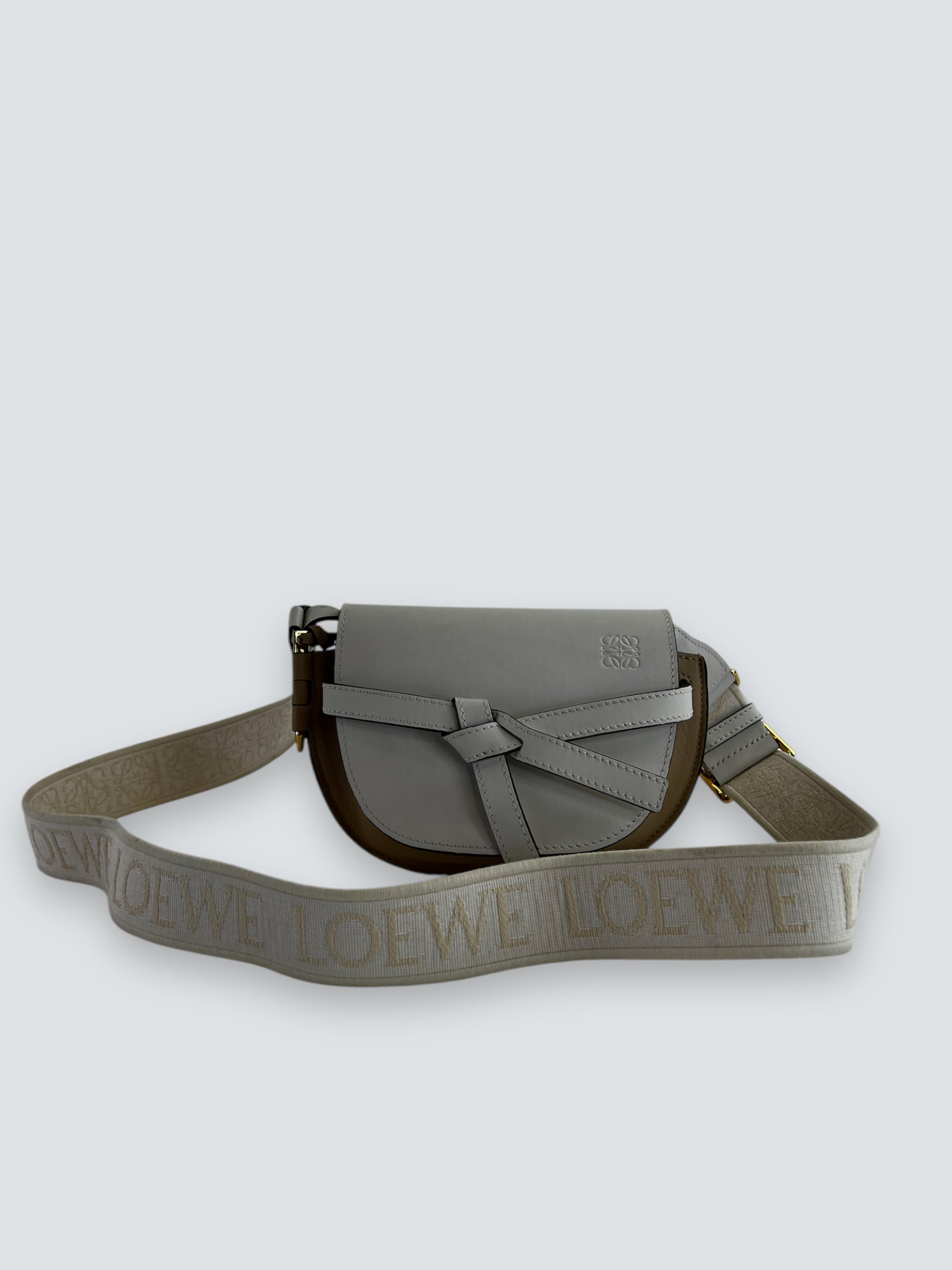 Loewe Cream & Tan Leather Mini "Gate" Belt Bag – Siopaella Designer ...