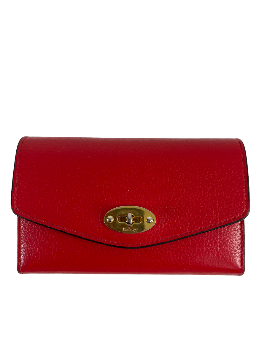 Mulberry Red Grained Leather 'Darley' Wallet – Siopaella Designer Exchange