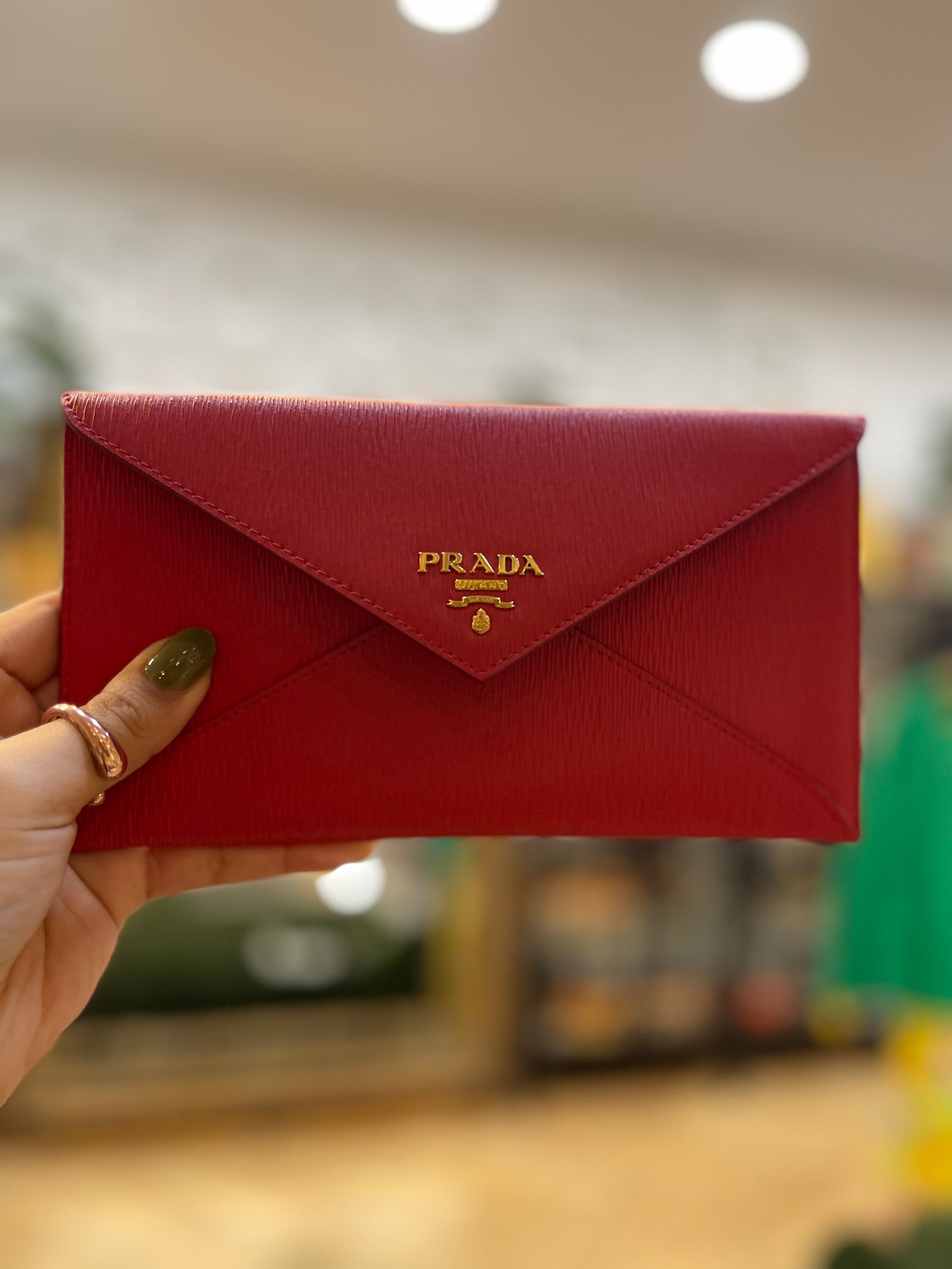 Prada Red Leather Envelope Wallet – Siopaella Designer Exchange
