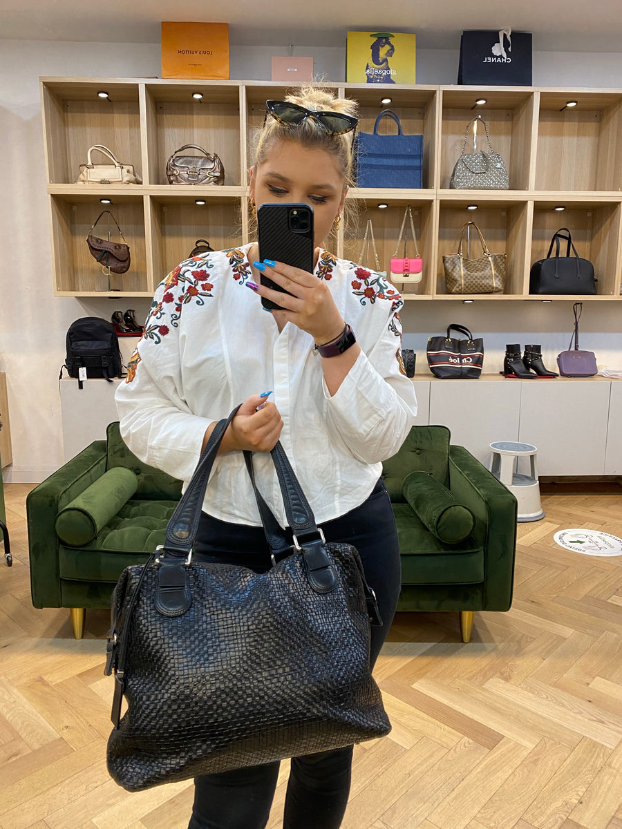 Pauric Sweeney Black Woven Leather Tote / Luggage - As Seen on Instagr ...