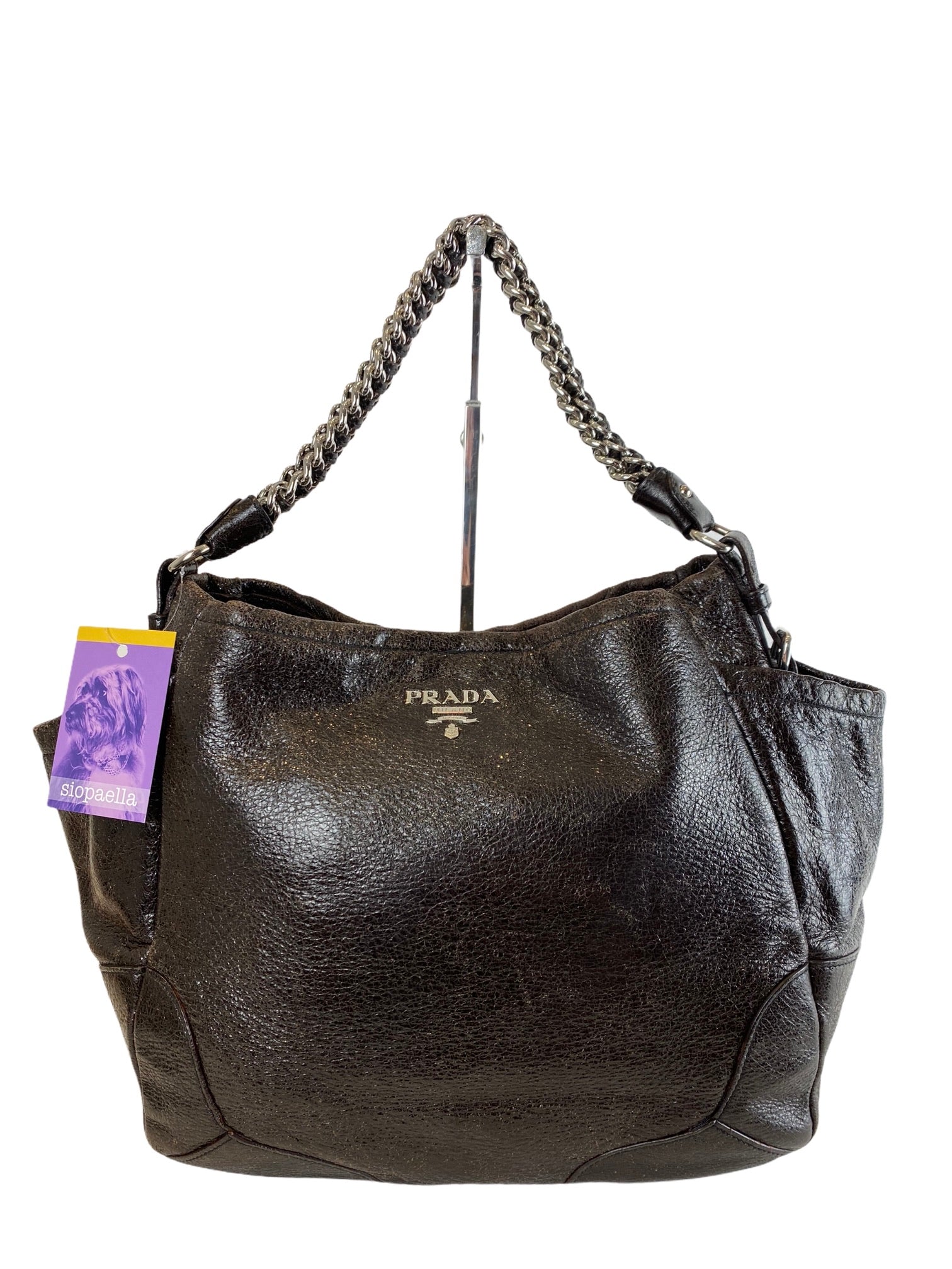 Prada Bronze Leather Chain Hobo – Siopaella Designer Exchange