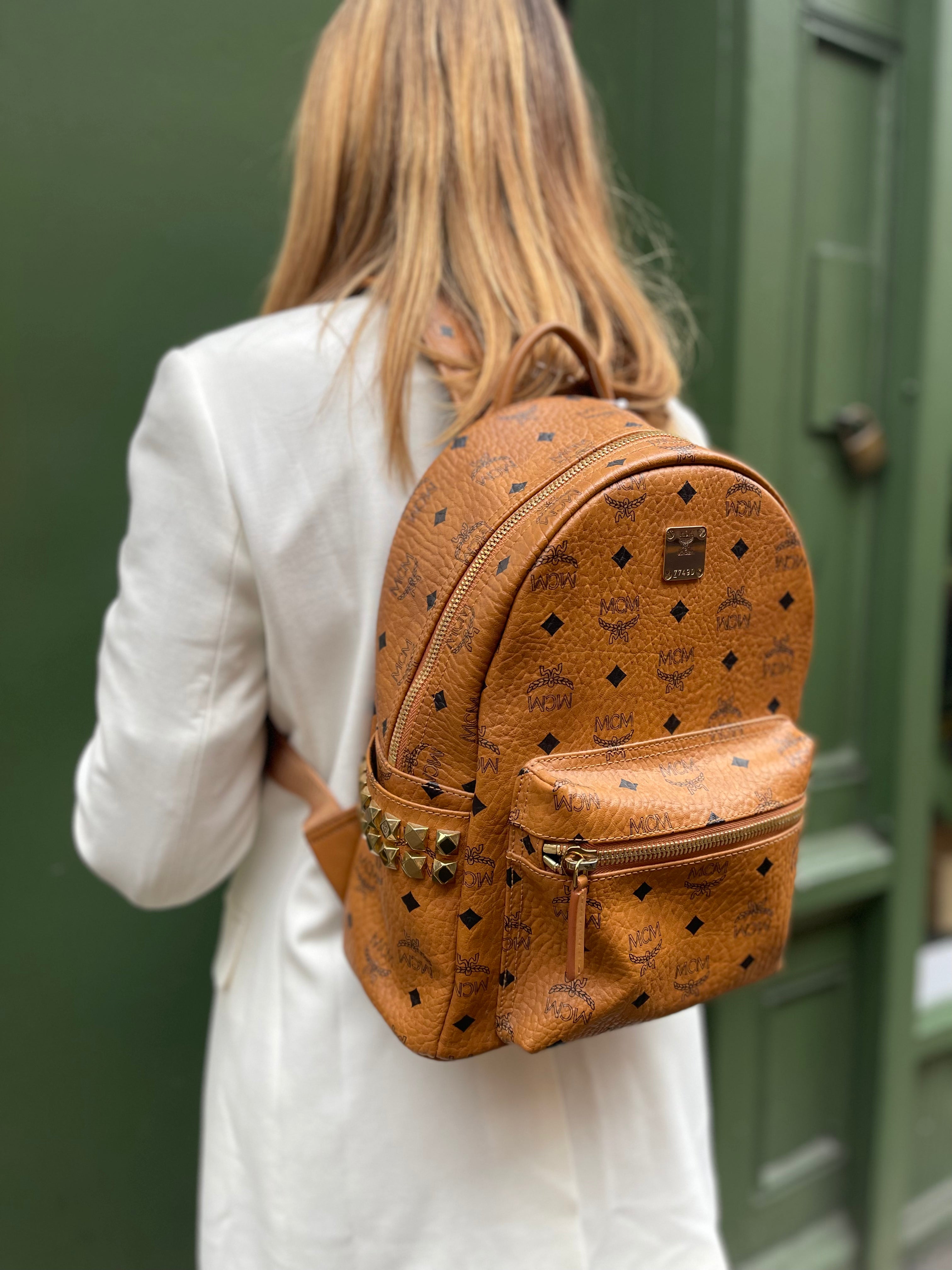 MCM Tan Leather Monogram BagPack – Siopaella Designer Exchange