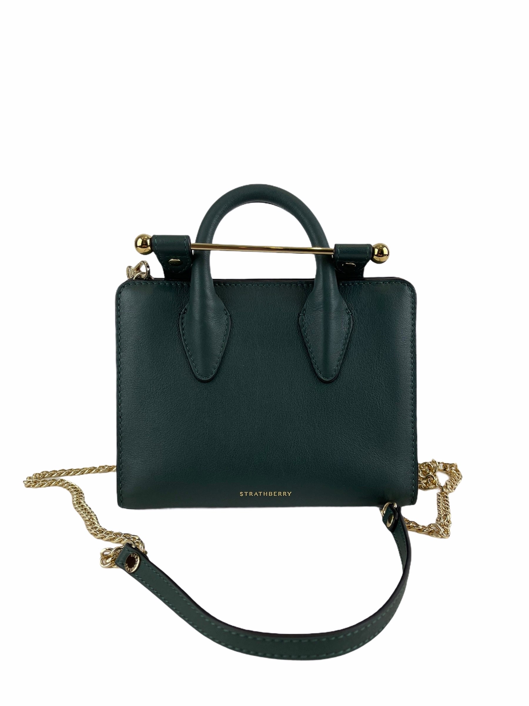 Strathberry Green Leather Nano Tote – Siopaella Designer Exchange