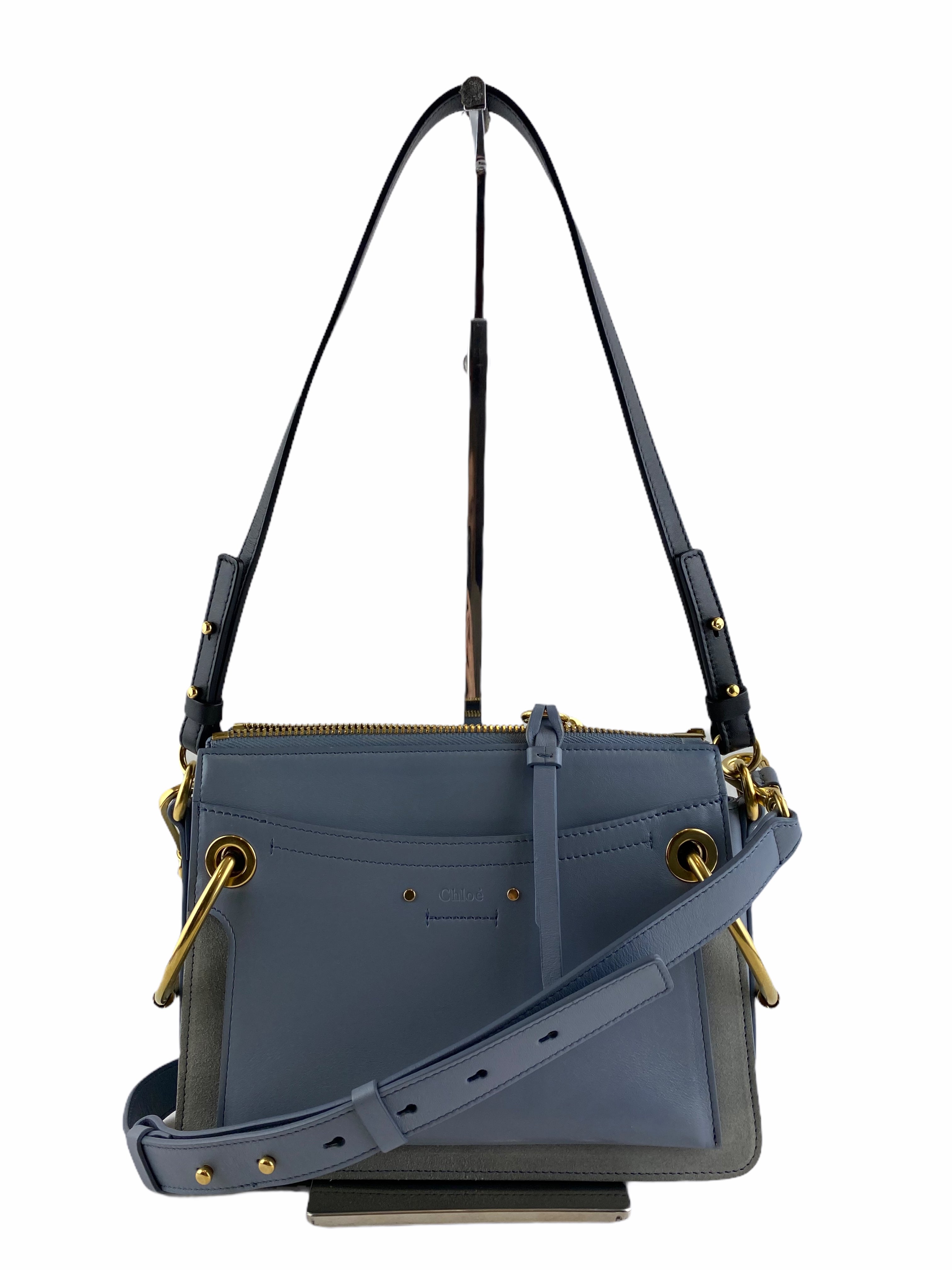 Chloe Baby Blue Leather / Suede “Roy” Shoulder/ Crossbody Bag ...
