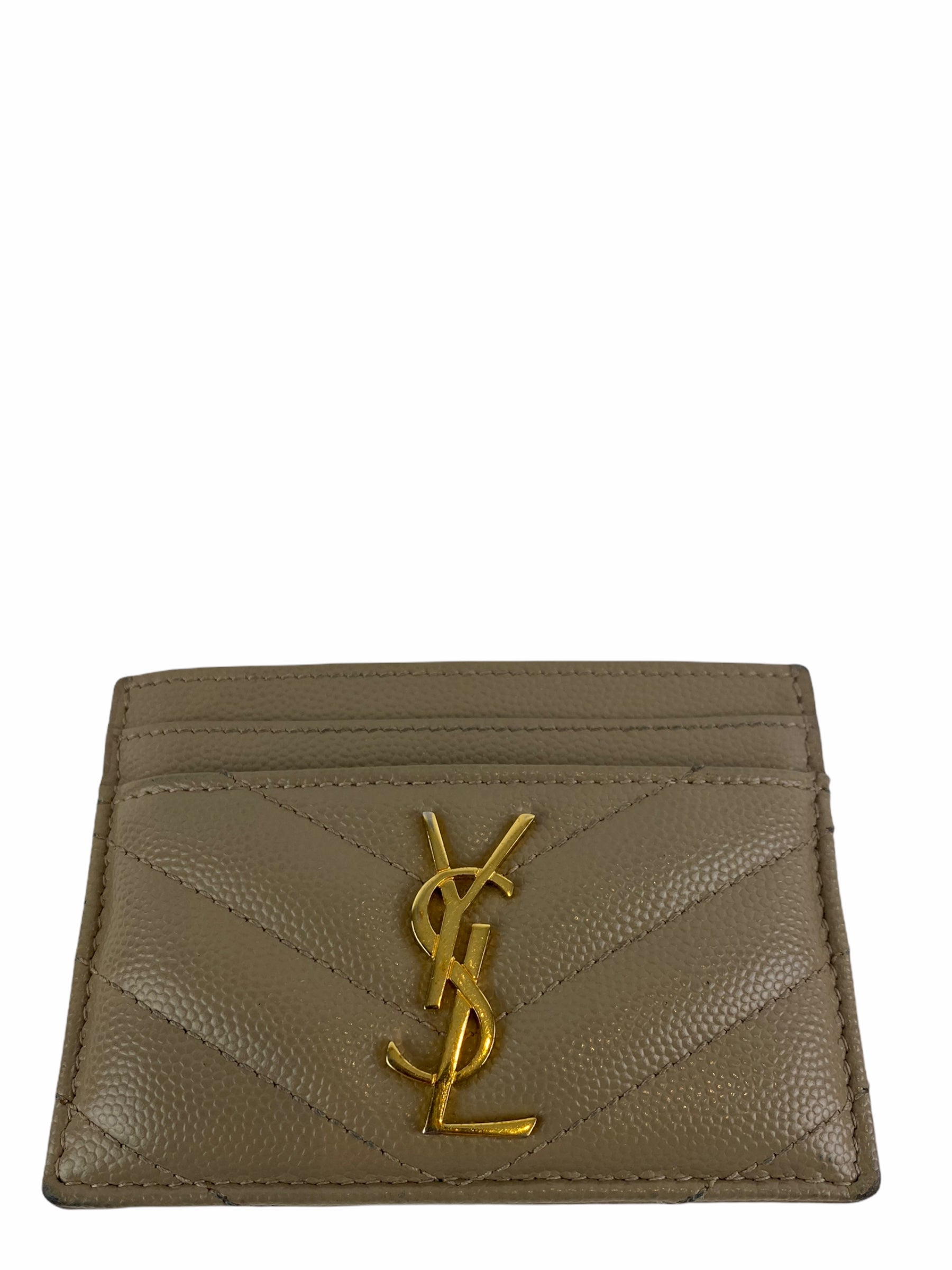 YSL / Yves Saint Laurent Beige Leather Cardholder – Siopaella Designer ...