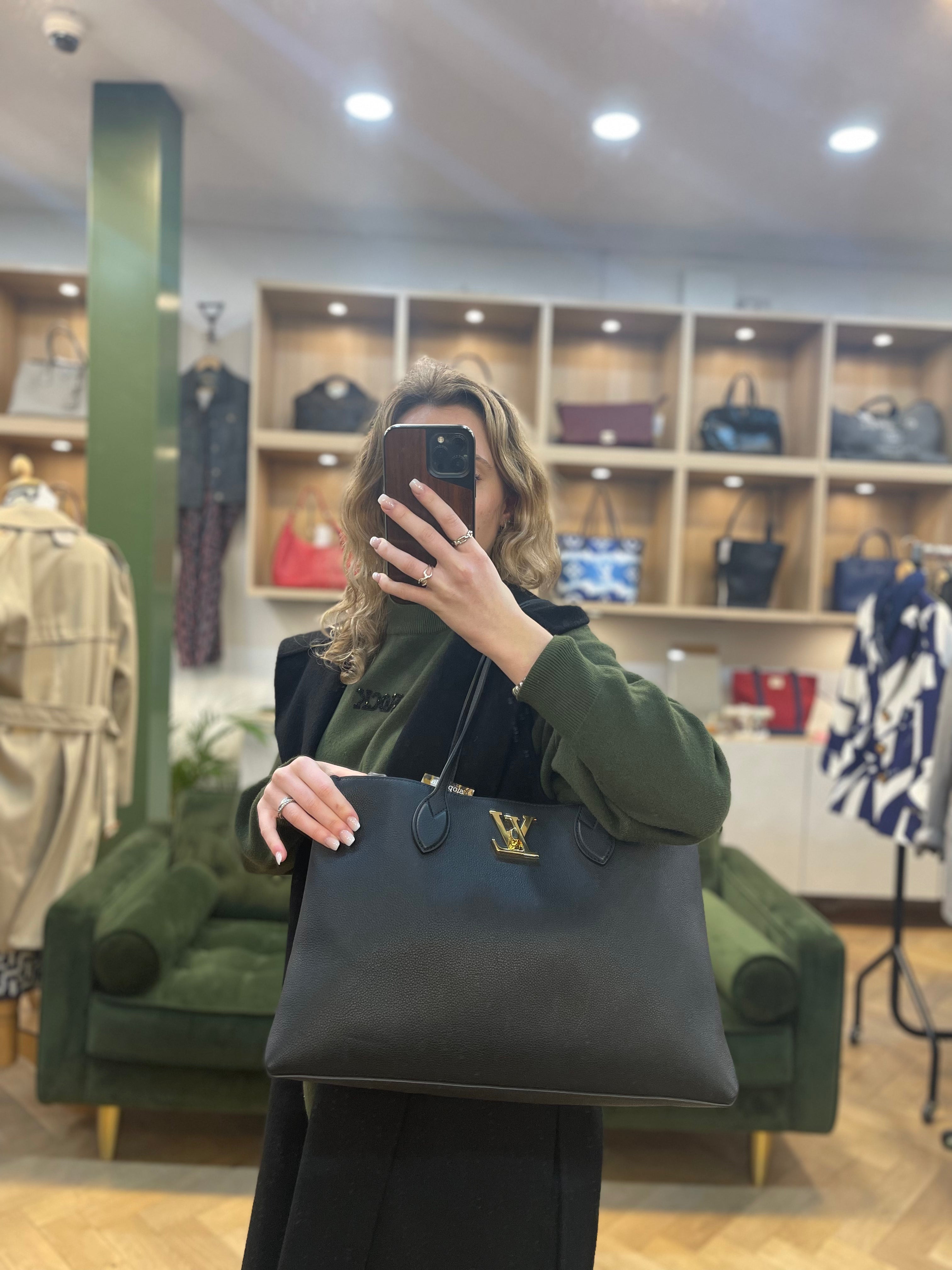 Louis Vuitton Black Leather 'Lock Me' Tote Bag – Siopaella Designer ...