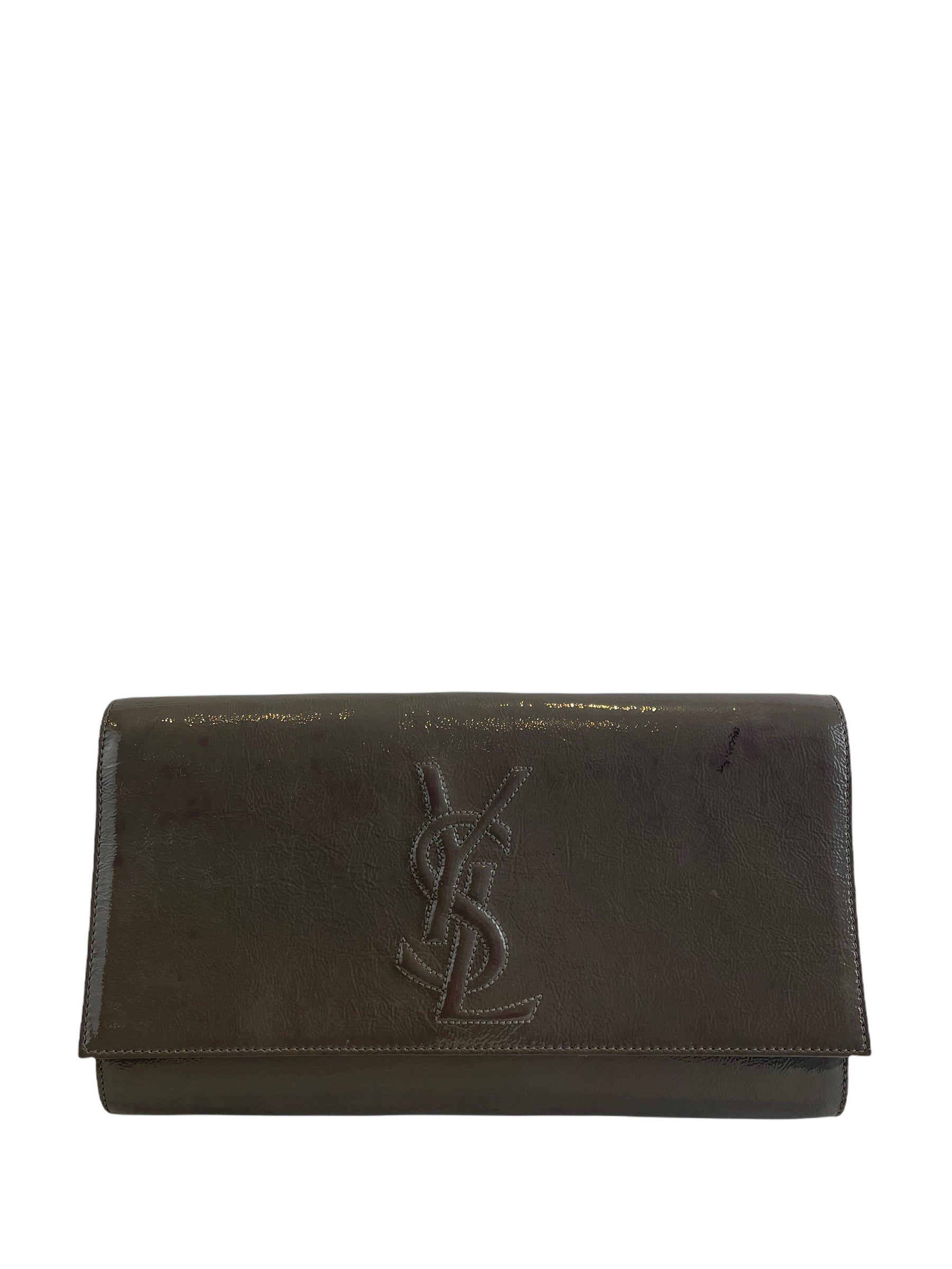 YSL / Saint Laurent Grey Leather Logo Clutch – Siopaella Designer Exchange