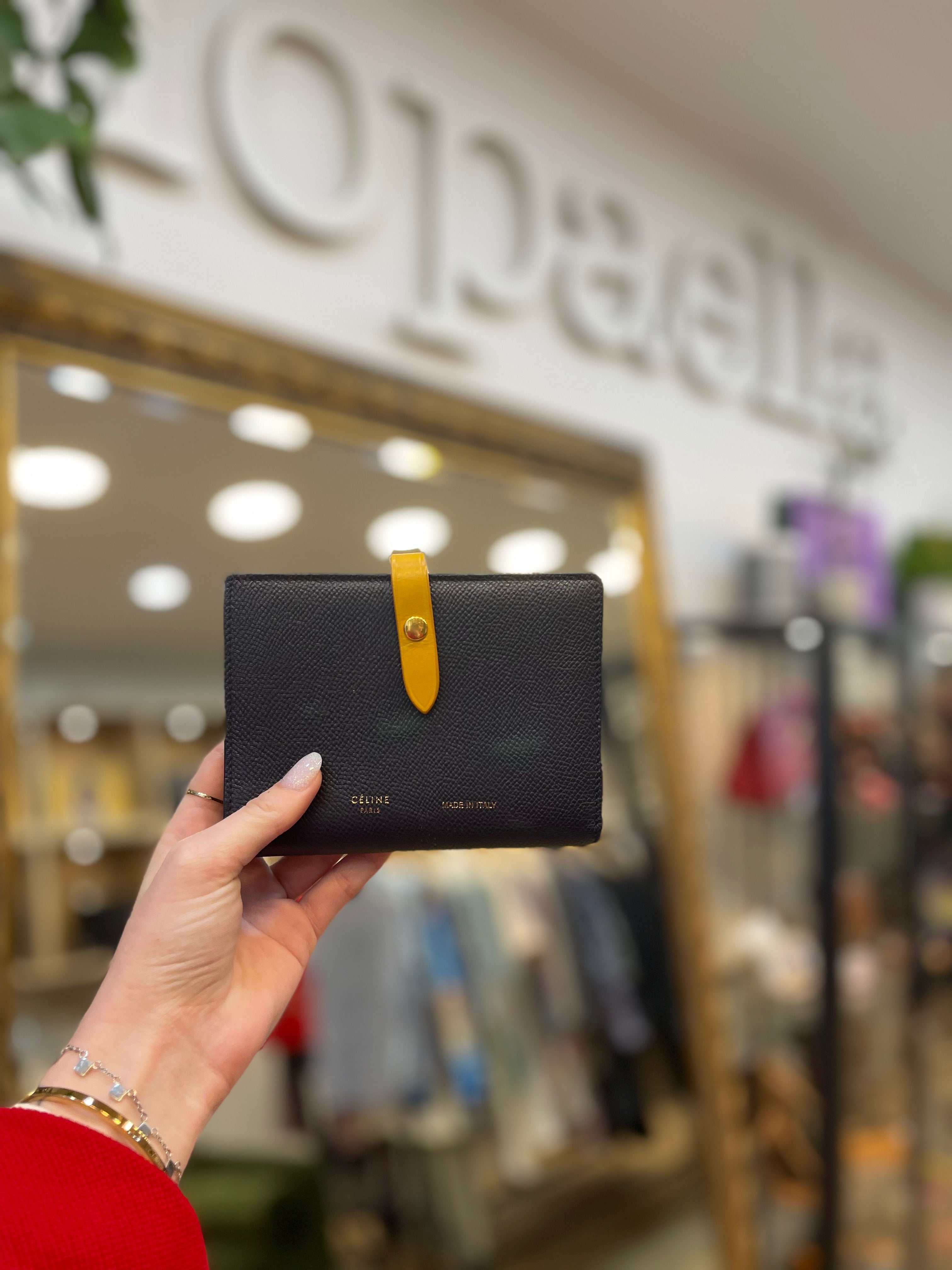 Celine Navy & Yellow Grained Leather Wallet – Siopaella Designer Exchange