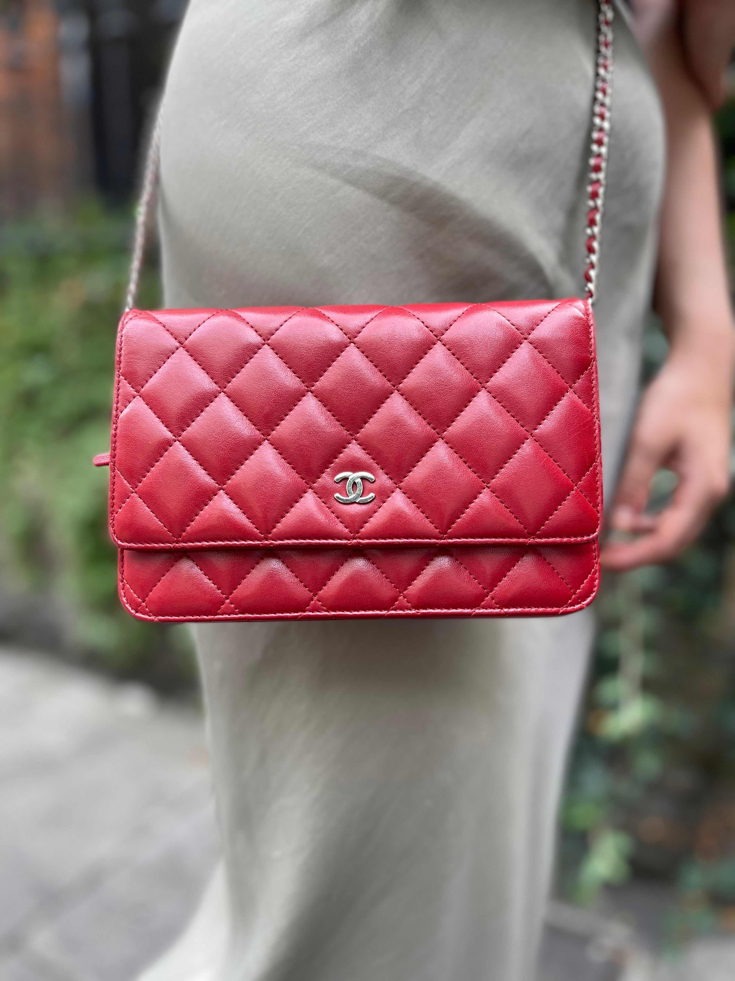 Chanel Red Lambskin Leather Wallet On Chain Crossbody – Siopaella ...