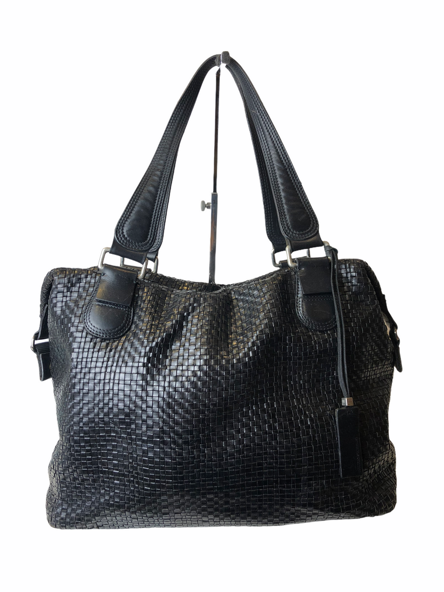 Pauric Sweeney Black Woven Leather Tote / Luggage - As Seen on Instagr ...