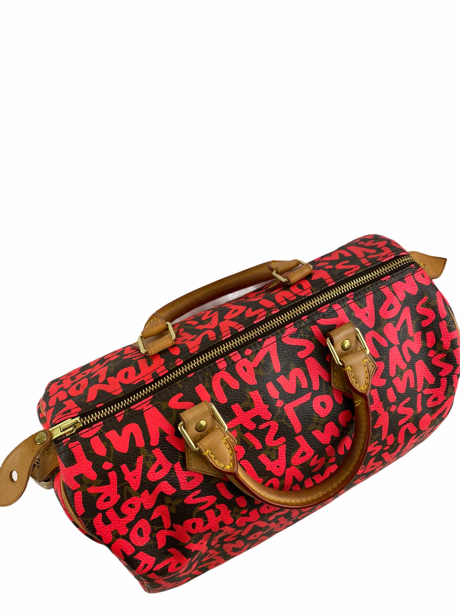 Louis Vuitton Limited Edition Fuchsia Graffiti Stephen Sprouse Speedy ...