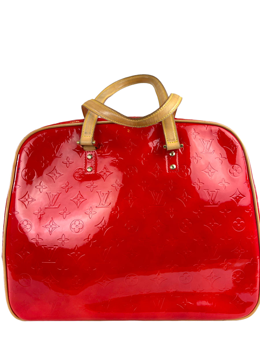 Louis Vuitton Red Monogram Vernis Leather "Sutton" Tote – Siopaella ...