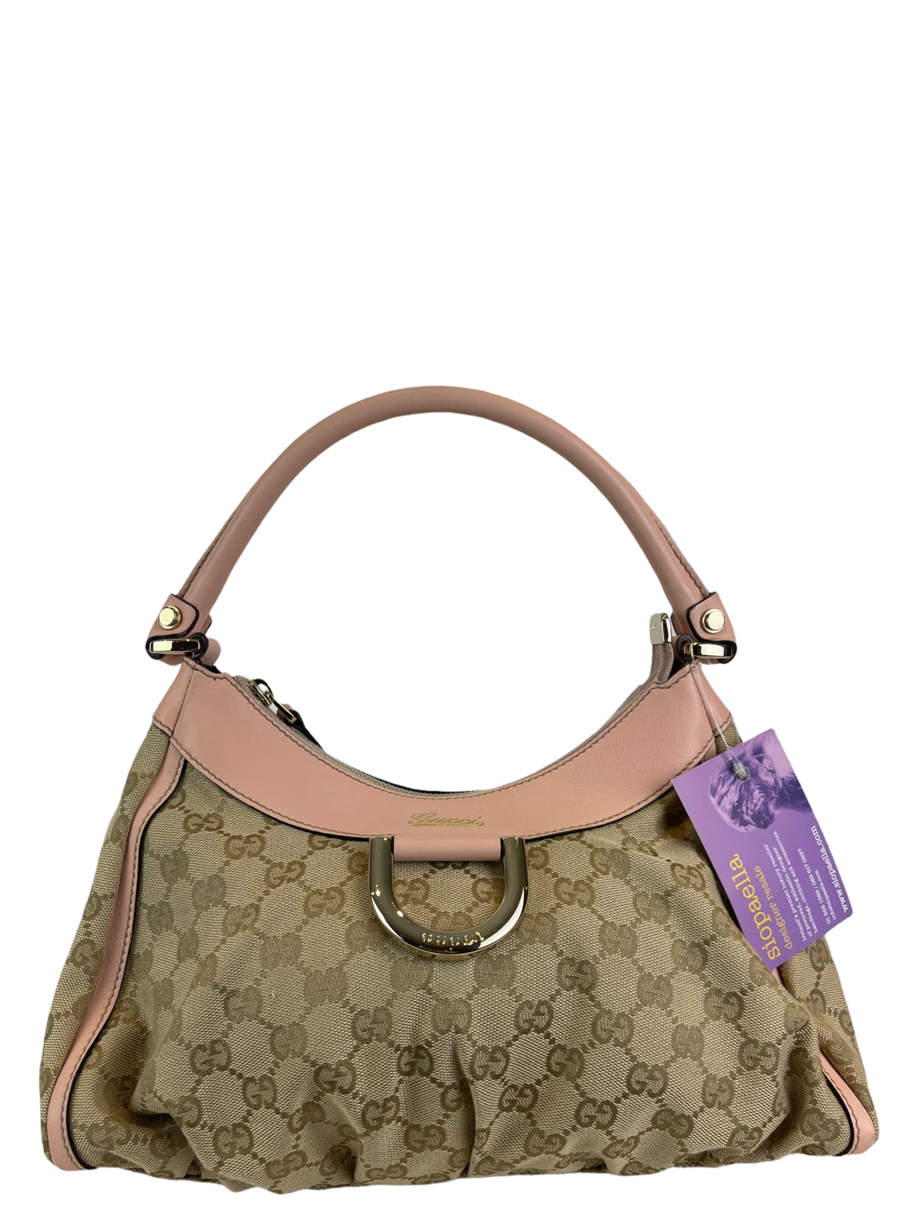 Gucci Monogram Canvas & Pink Leather Hobo – Siopaella Designer Exchange